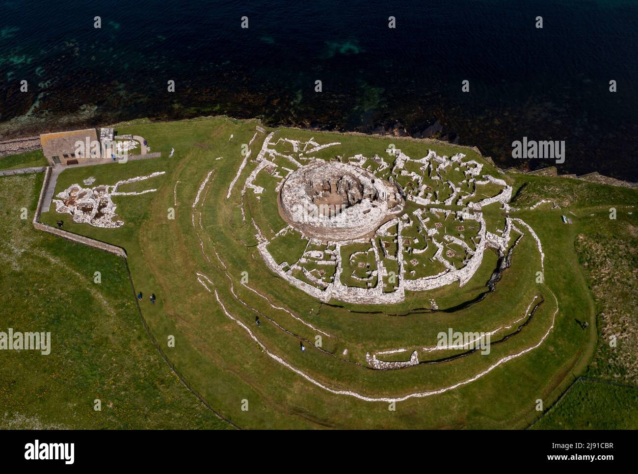 Aerial view of the Broch of Gurness is an Iron Age broch village on the ...