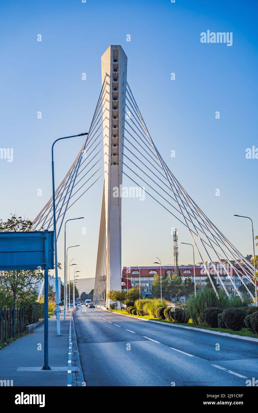 Millennium bridge over Moraca river in Podgorica, Montenegro Stock ...
