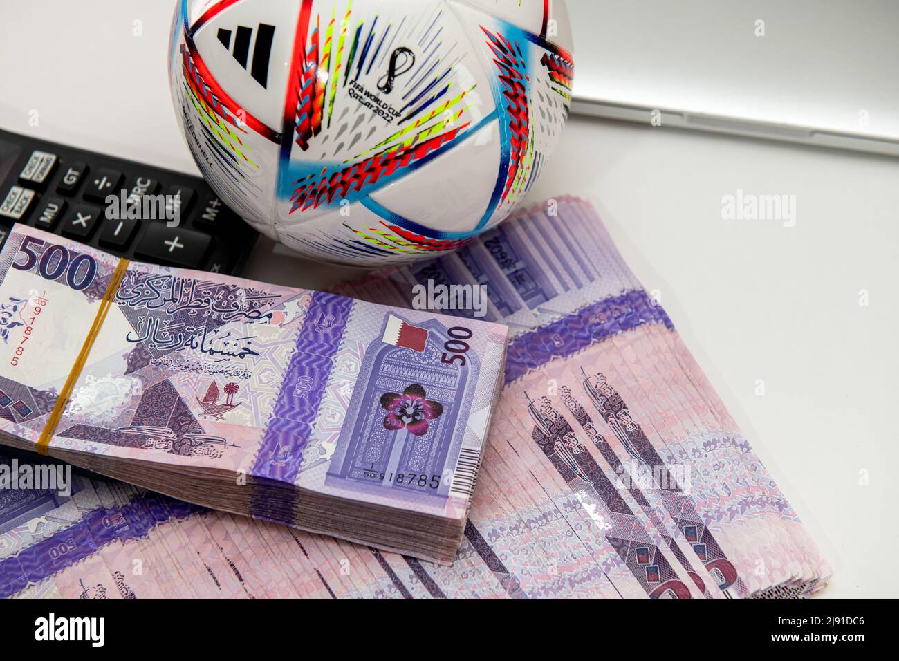 Doha, Qatar - May 19, 2022: Qatar Bank Note 500 Riyal with FIFA ...