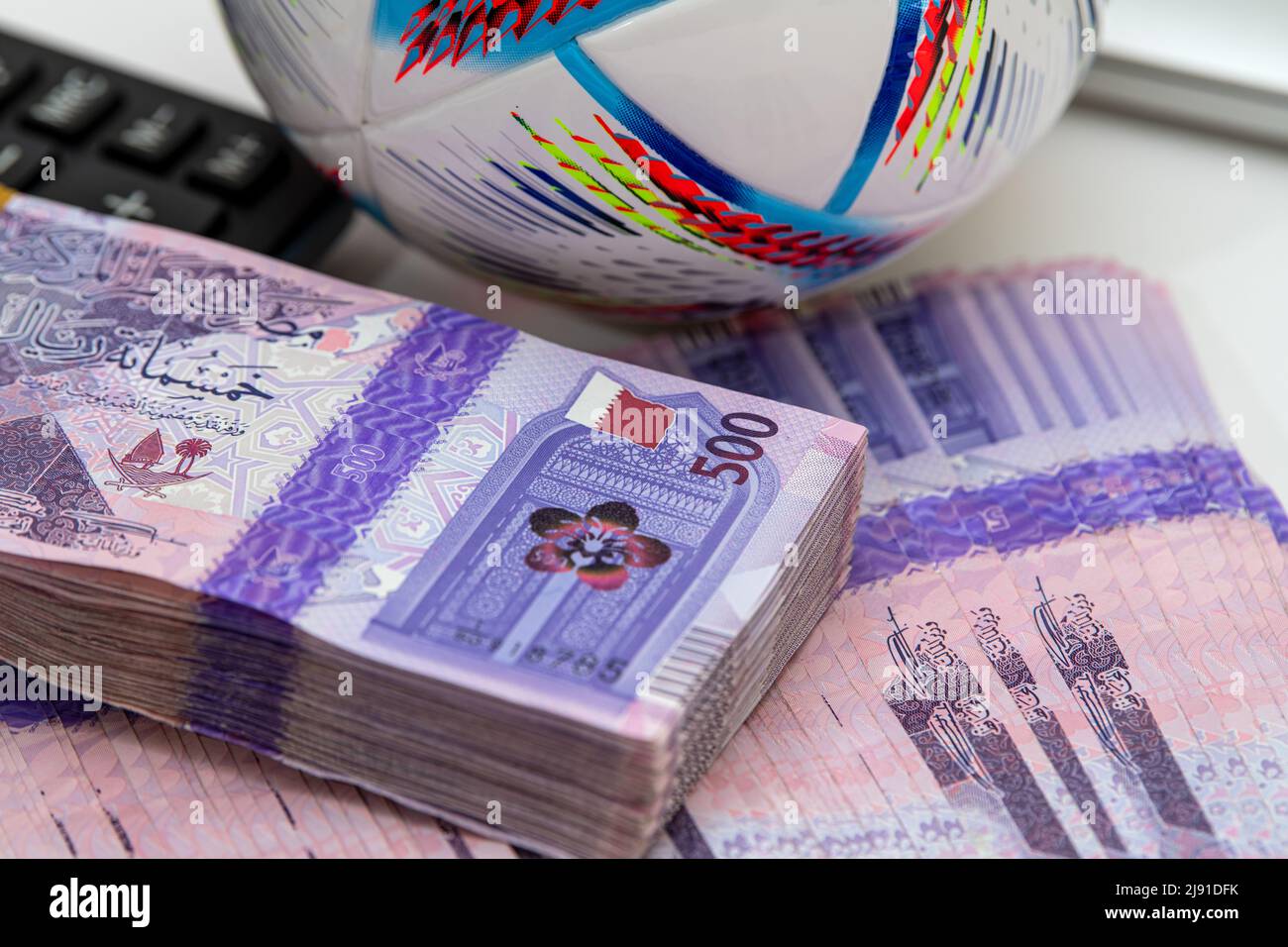 Doha, Qatar - May 19, 2022: Qatar Bank Note 500 Riyal with FIFA ...