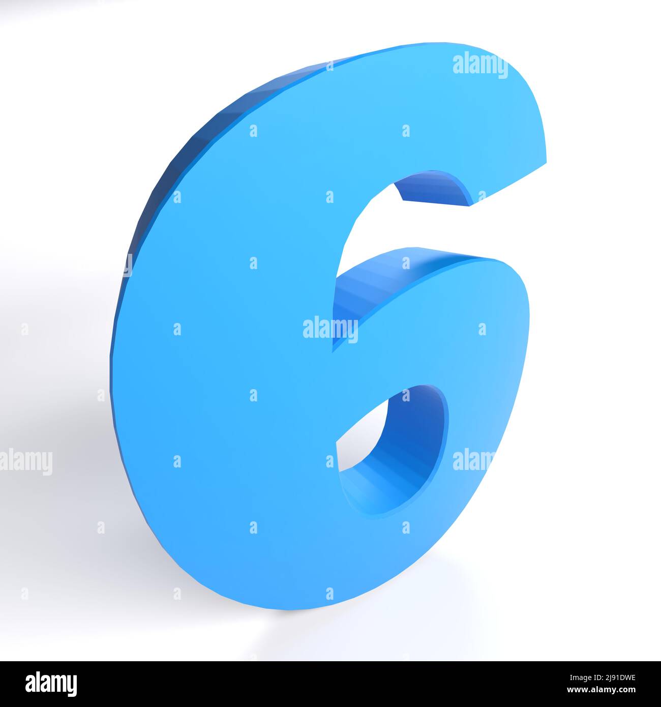 Number 6 in blue color, isolated on white background - 3D rendering ...