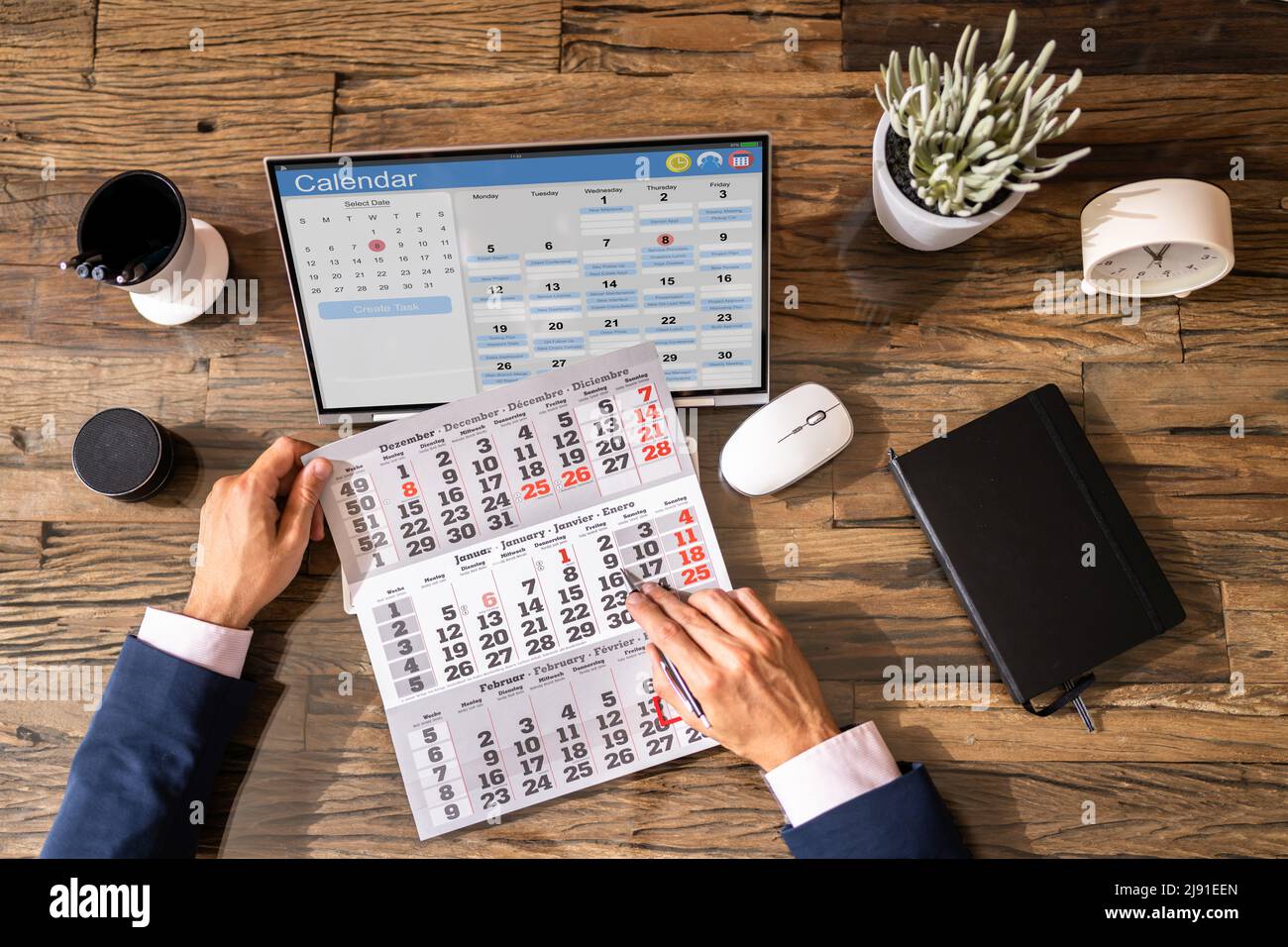 Executive Calendar With Week Agenda On Digital Hybrid Tablet Stock ...