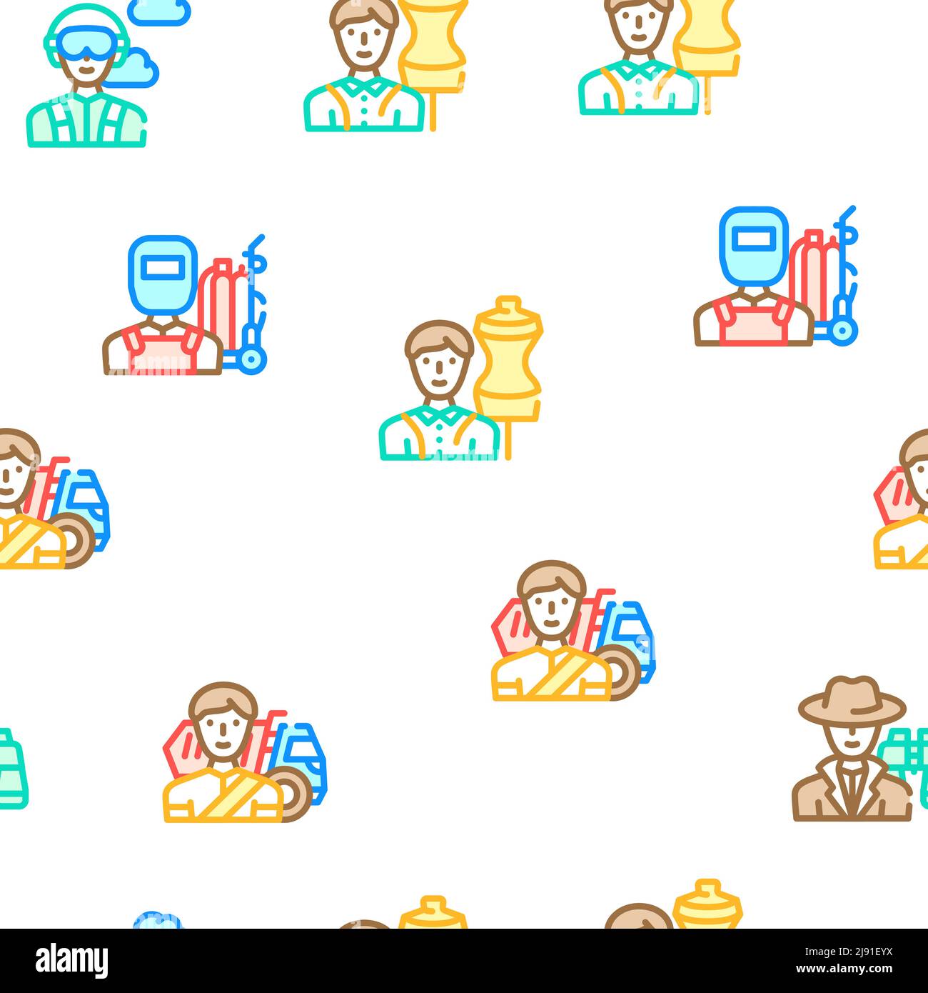 Male Occupation Job Vector Seamless Pattern Stock Vector Image & Art ...