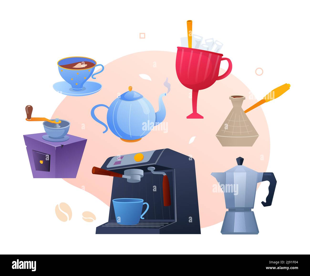 Morning hot drinks set - modern colored vector poster Stock Vector ...