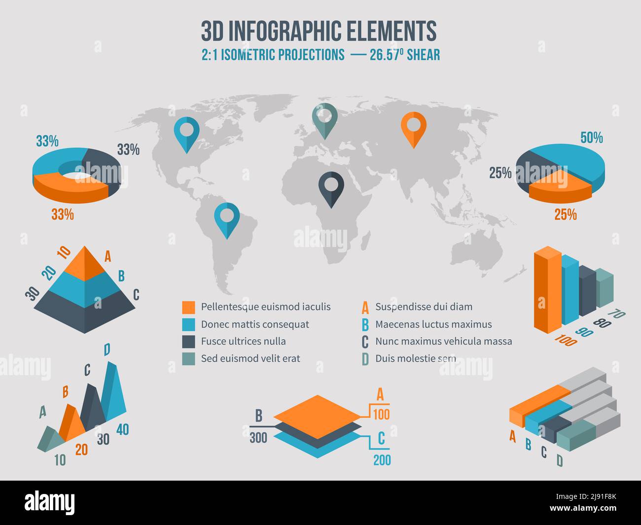 Business infographics elements. 3d charts and graphic and diagram on ...