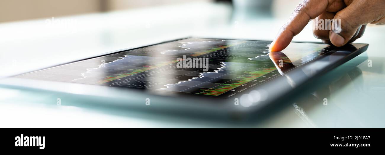 African American Data Analyst Using Data Analytics KPI Dashboard Stock ...