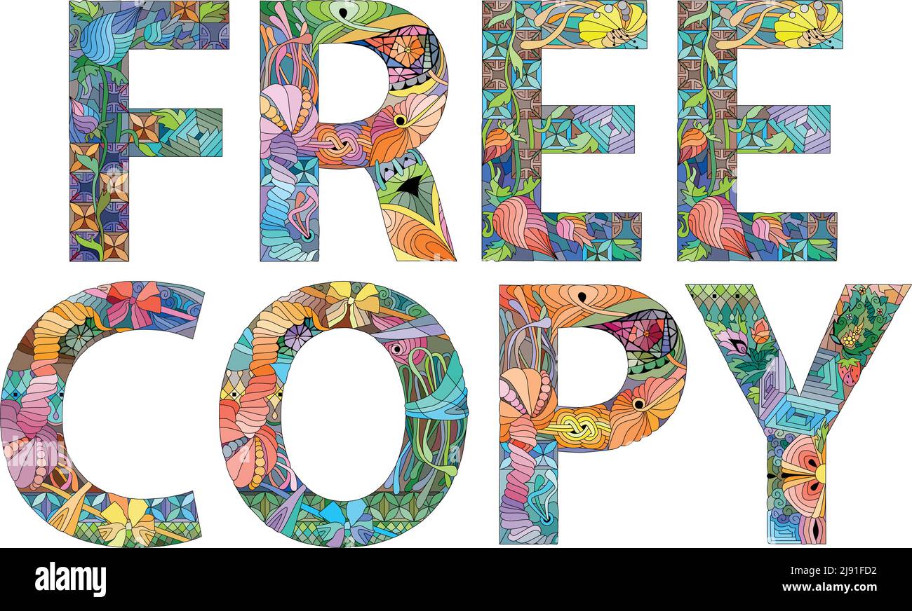 Hand-painted art design. Hand drawn illustration words FREE COPY for t ...