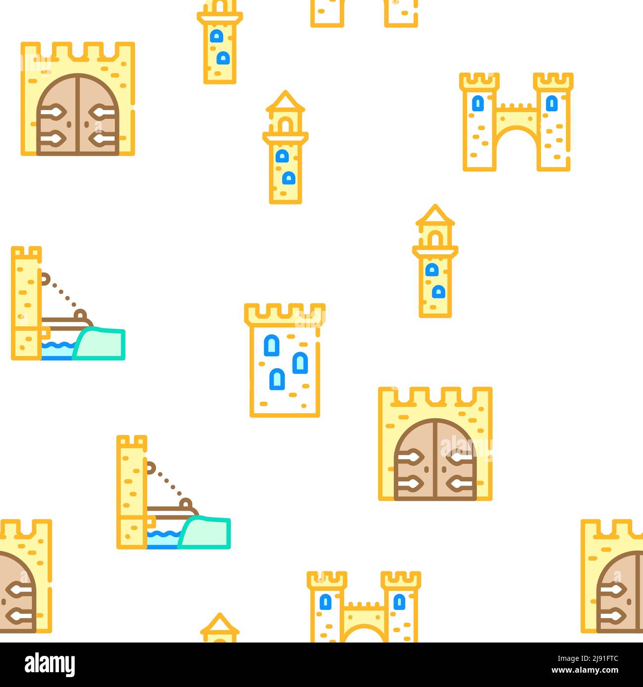 Castle Construction Vector Seamless Pattern Stock Vector Image & Art ...