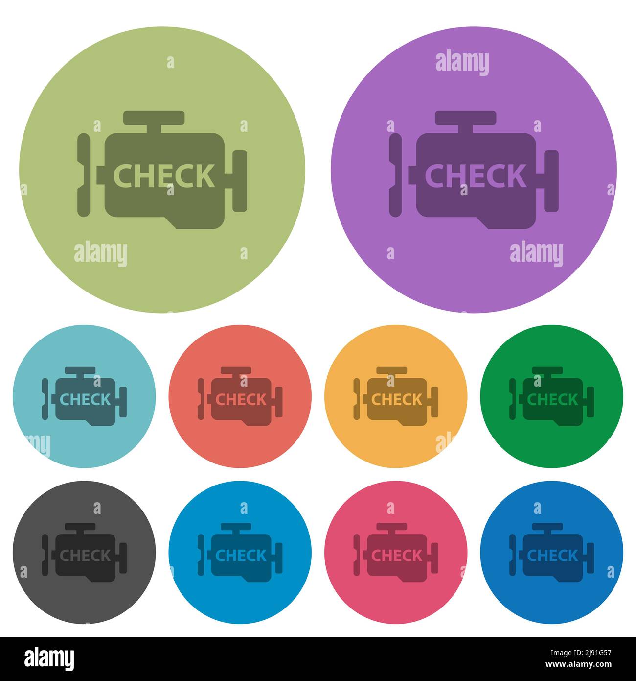Check engine symbol darker flat icons on color round background Stock Vector Image & Art - Alamy