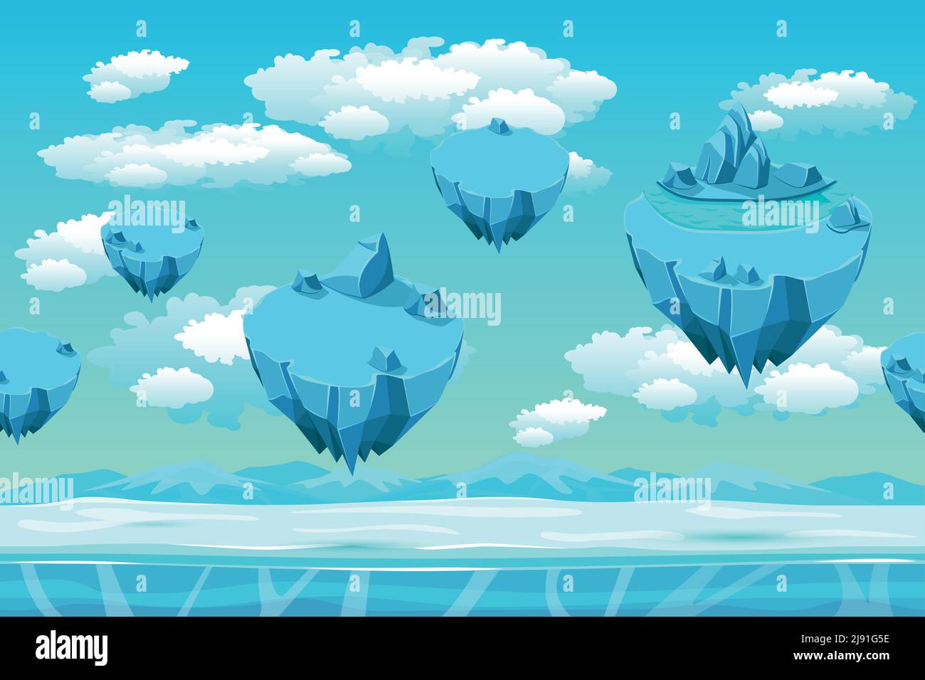 Ice and snow with the ice islands. Seamless game landscape. Cartoon ...