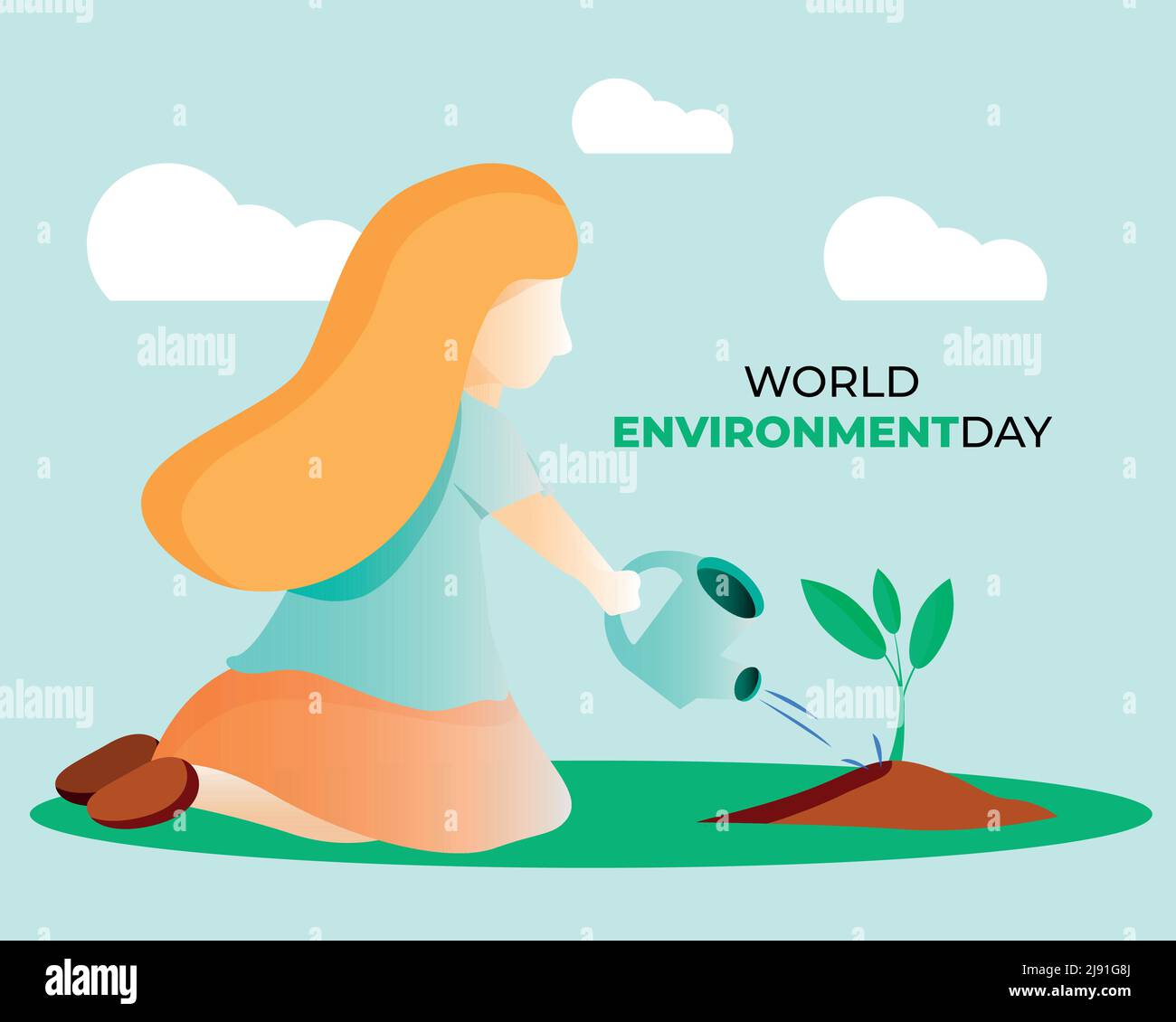 Woman kneeling gardening Stock Vector Images - Alamy