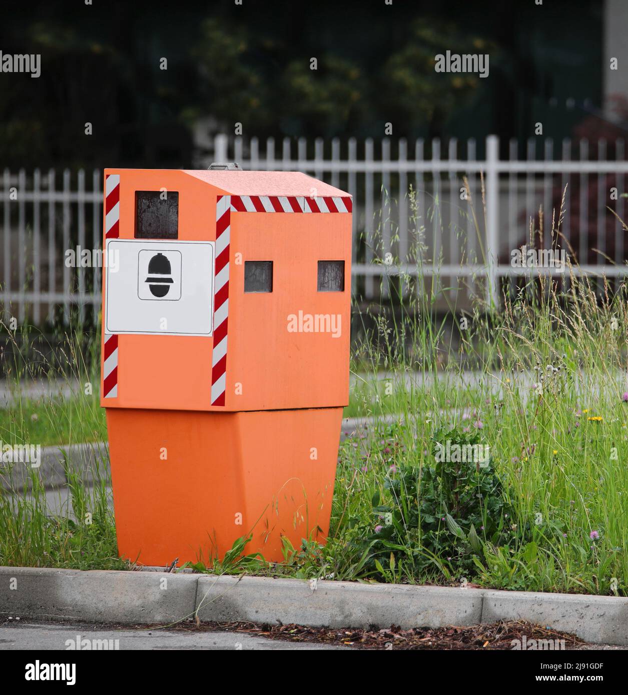 Traffic Enforcement Camera on the road with symbol of police Stock ...