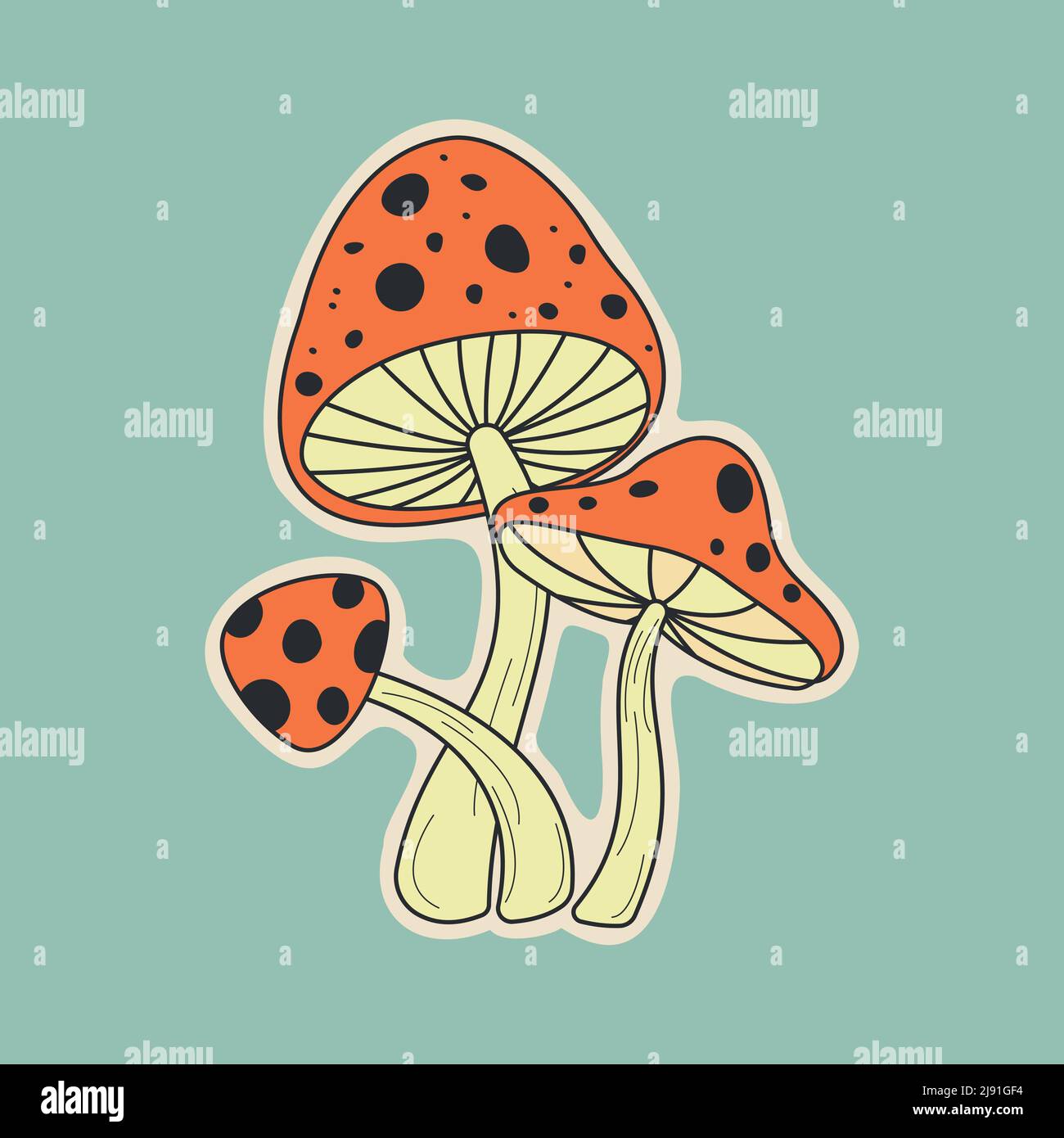 Hand drawn of fly agaric mushrooms. Flat design Stock Vector Image ...