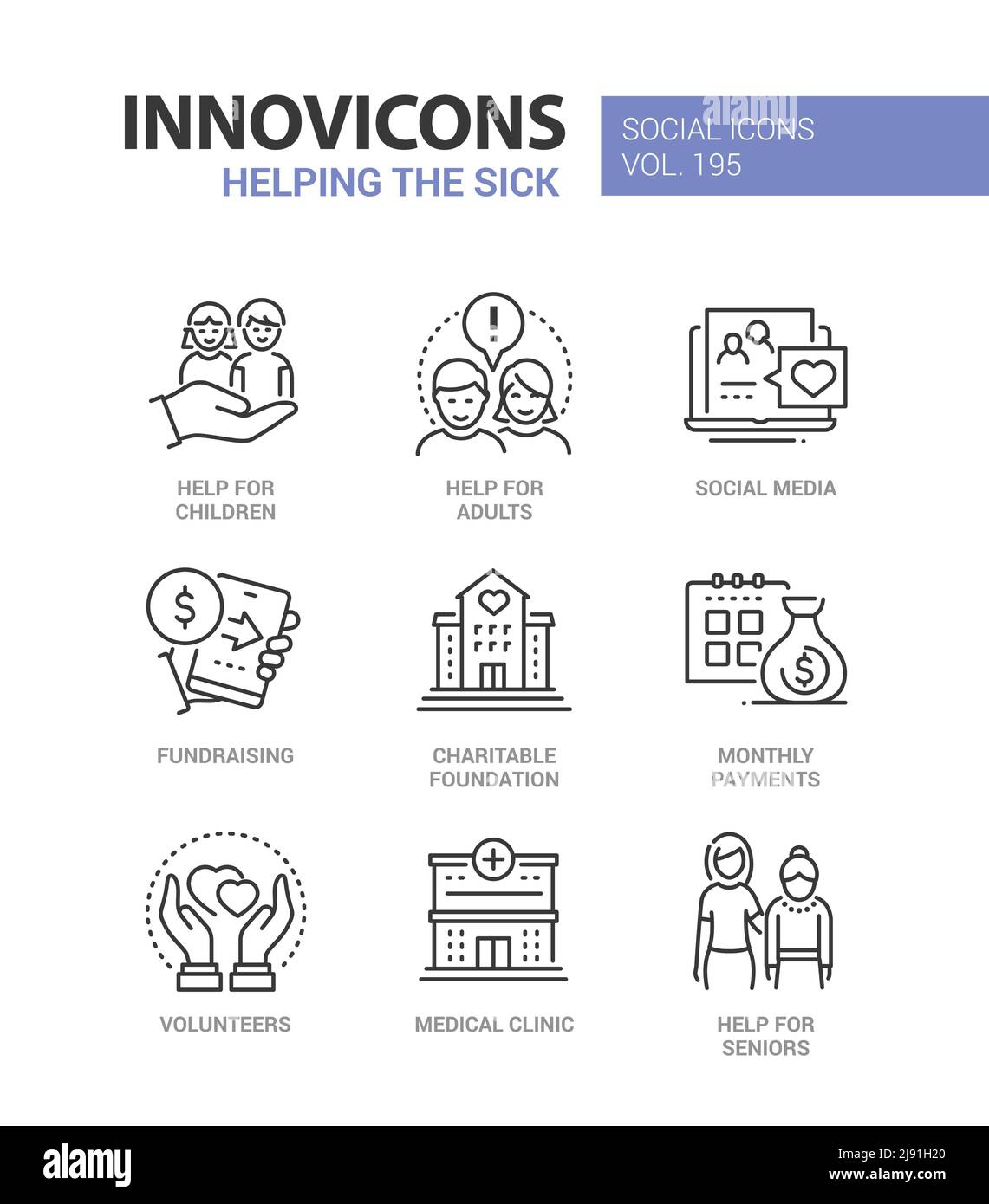 Helping the sick - line design style icons set Stock Vector Image & Art ...