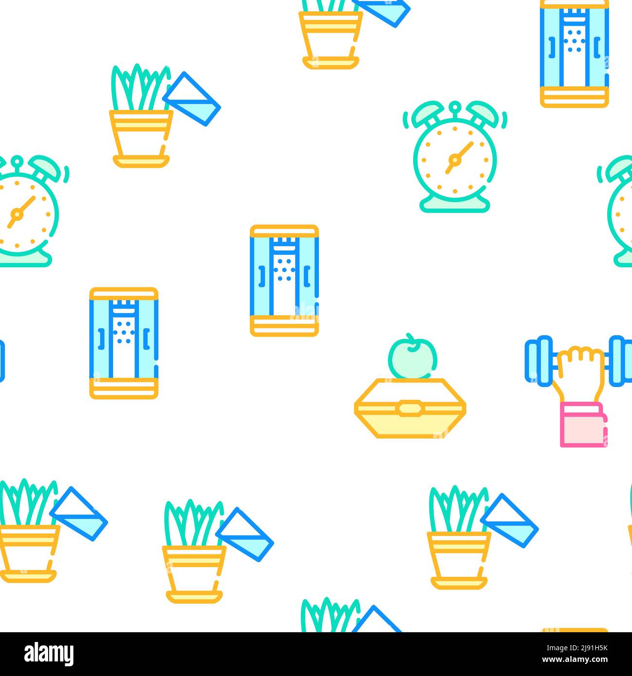 Morning Routine Daily Vector Seamless Pattern Stock Vector Image & Art ...