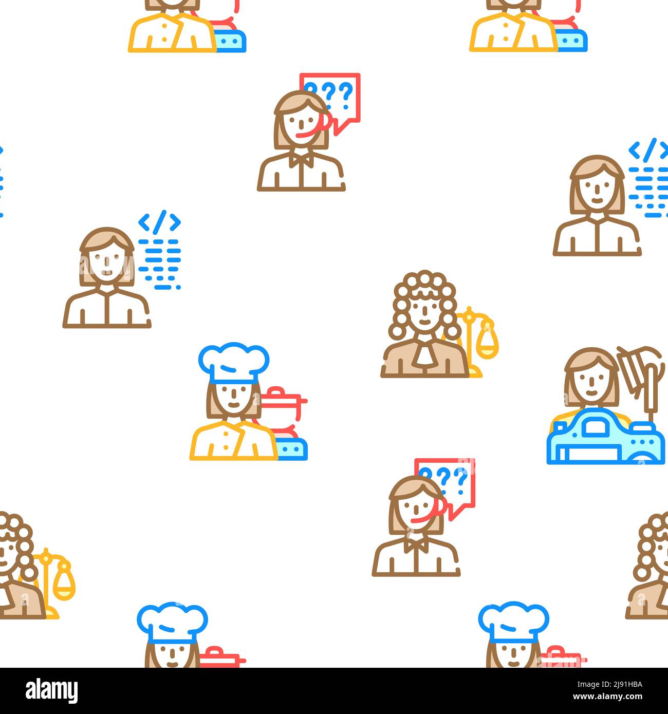 Female Occupation Vector Seamless Pattern Stock Vector Image & Art - Alamy