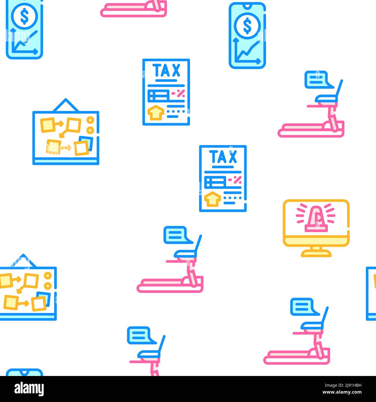 Remote Work From Home Vector Seamless Pattern Stock Vector Image & Art ...
