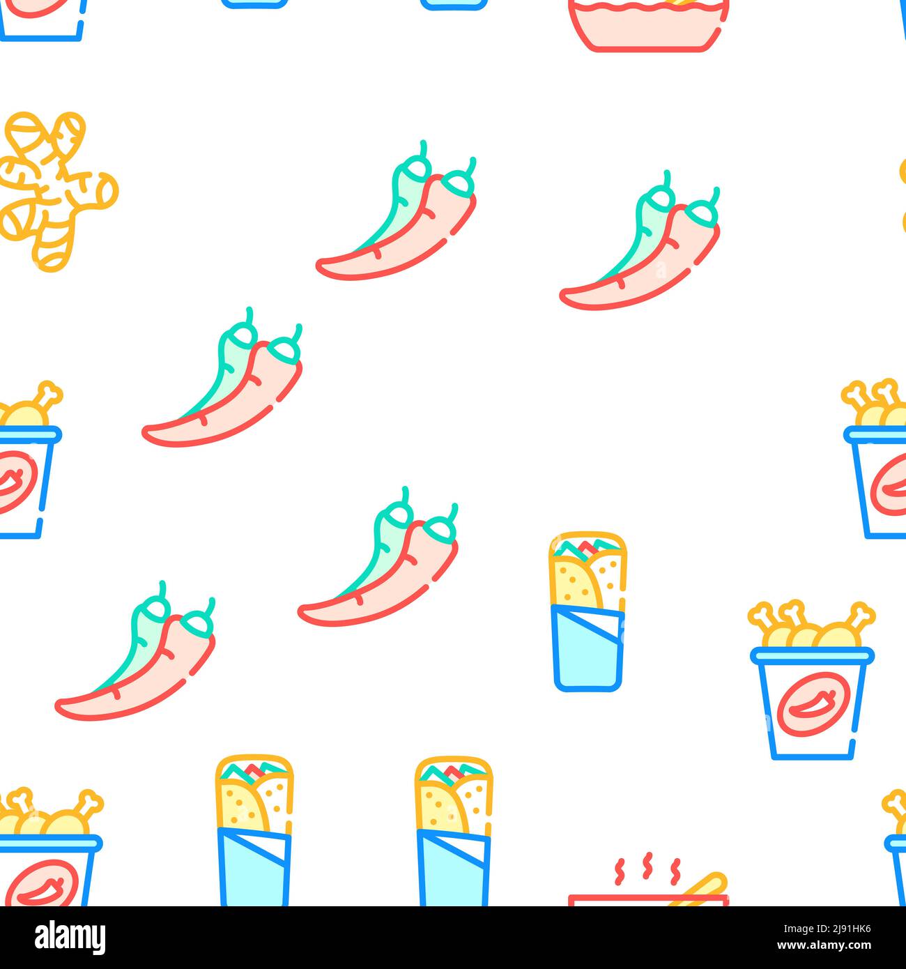 Spicy Dish Flavor Food Vector Seamless Pattern Stock Vector Image & Art ...