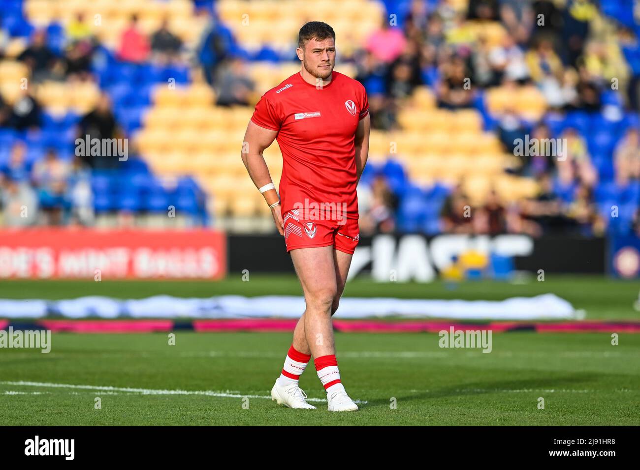 Morgan Knowles #13 of St Helens during pre match warm up Stock Photo ...