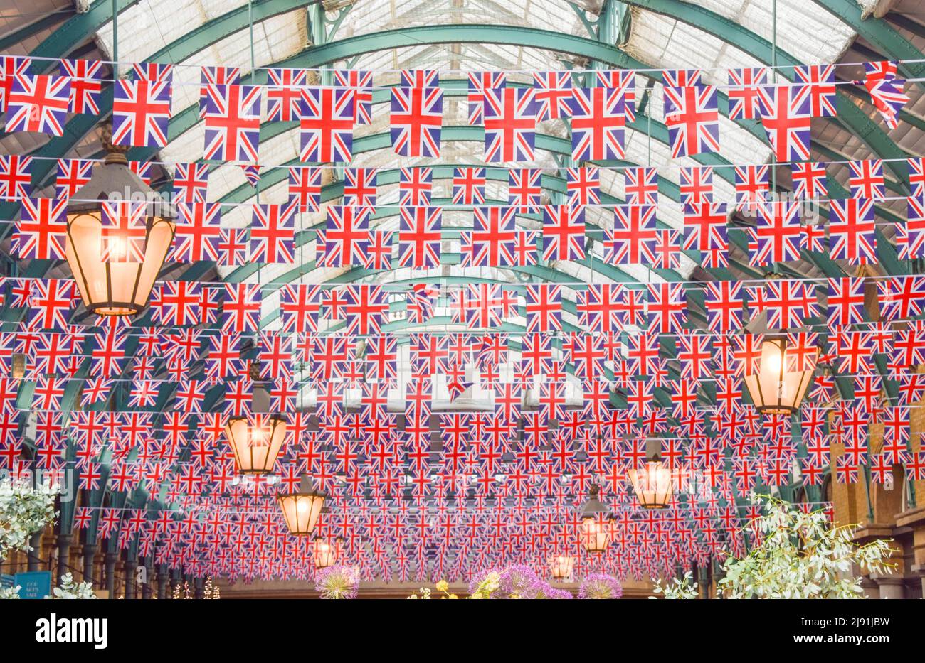 London, England, UK. 19th May, 2022. Thousands of Union Jack flags have ...