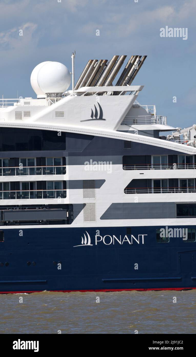19/05/2022 Gravesend Reach UK River Thames French cruise ship Le Bellot ...