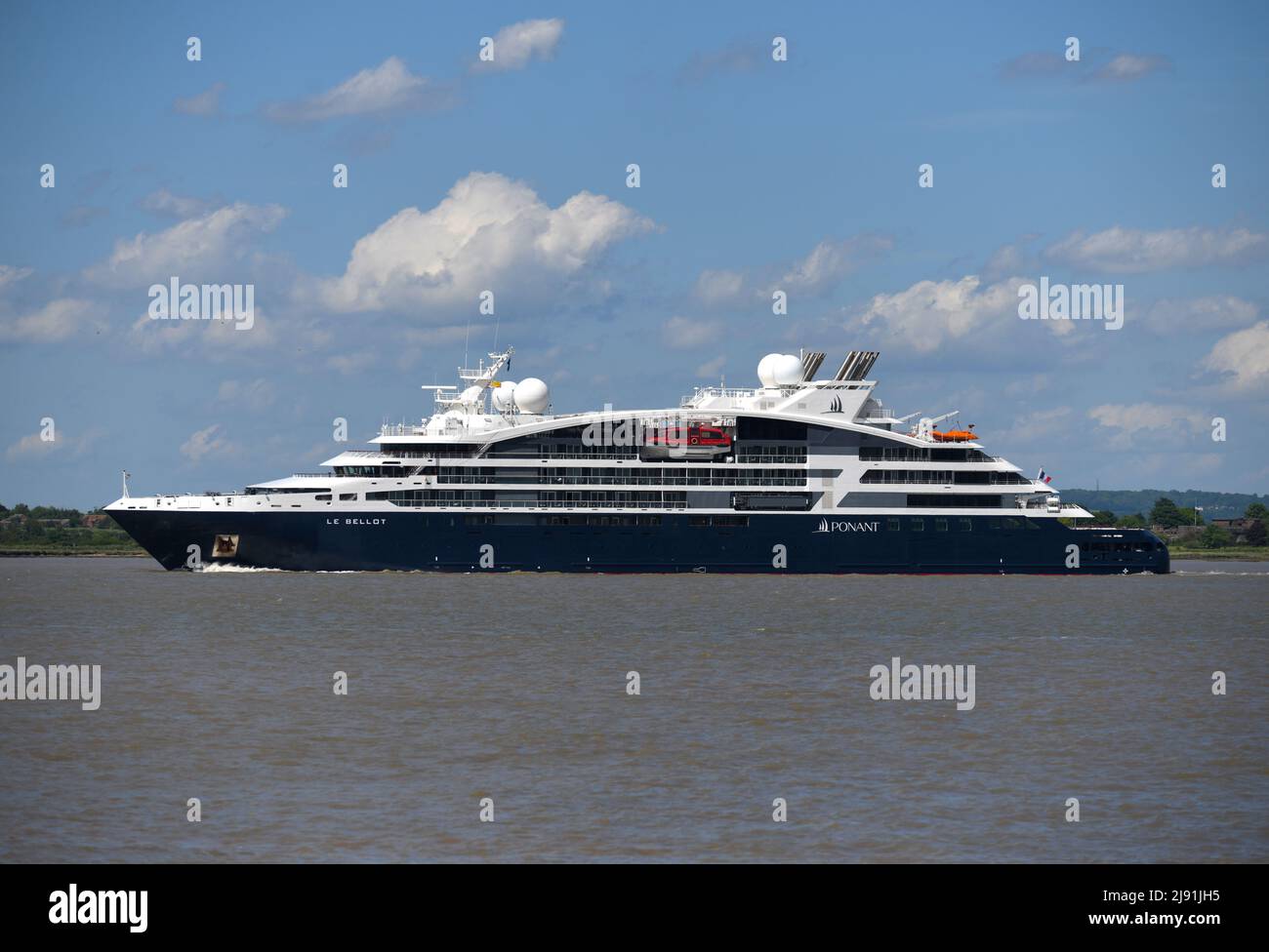 19/05/2022 Gravesend Reach UK River Thames French cruise ship Le Bellot ...
