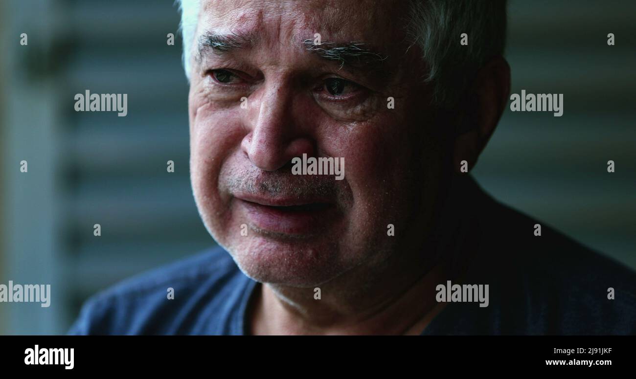 Sad depressed older man in crisis. Tearful middle aged person Stock ...