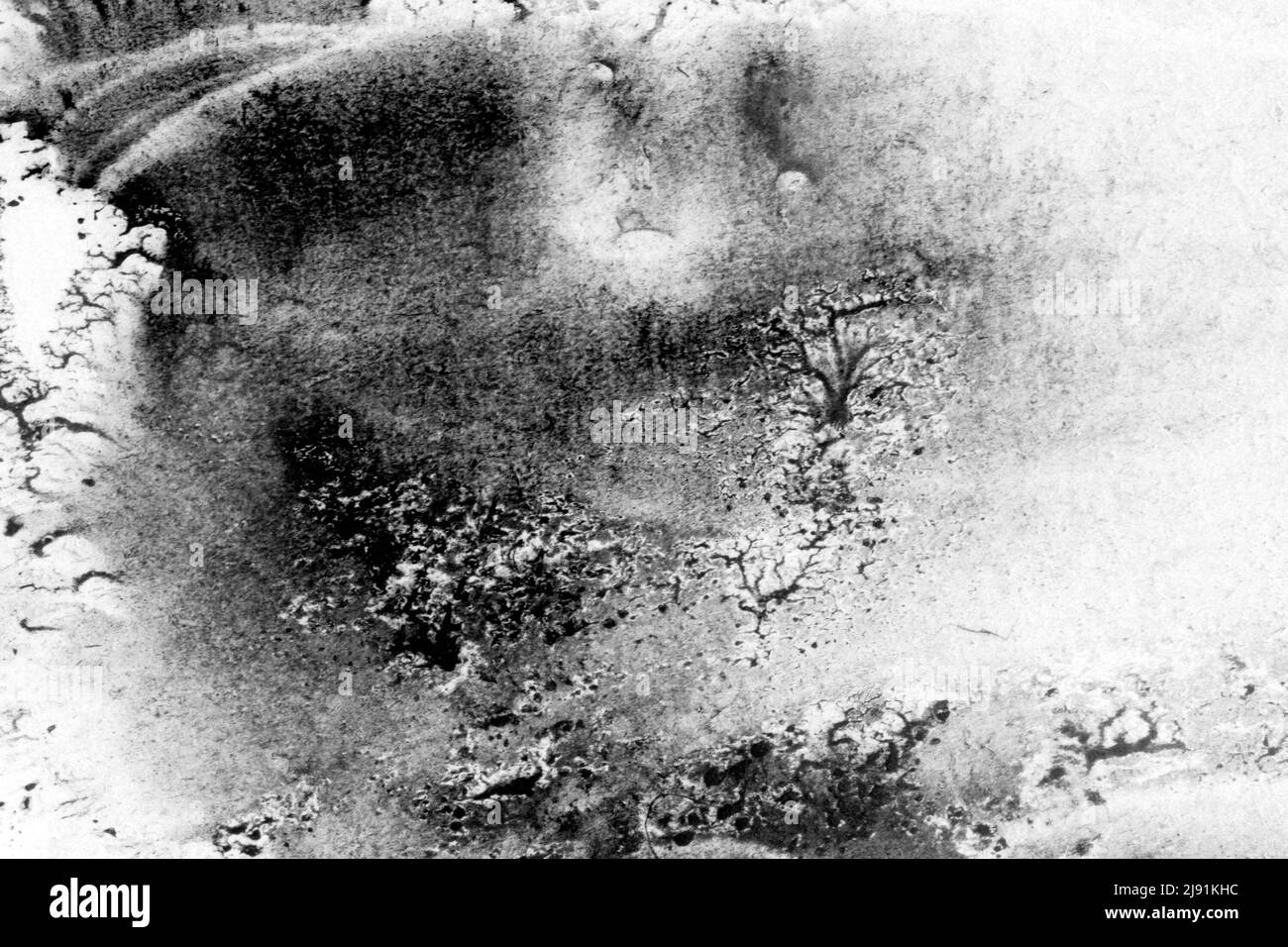 Abstract landscape watercolor hand drawn illustration. Black and white ...