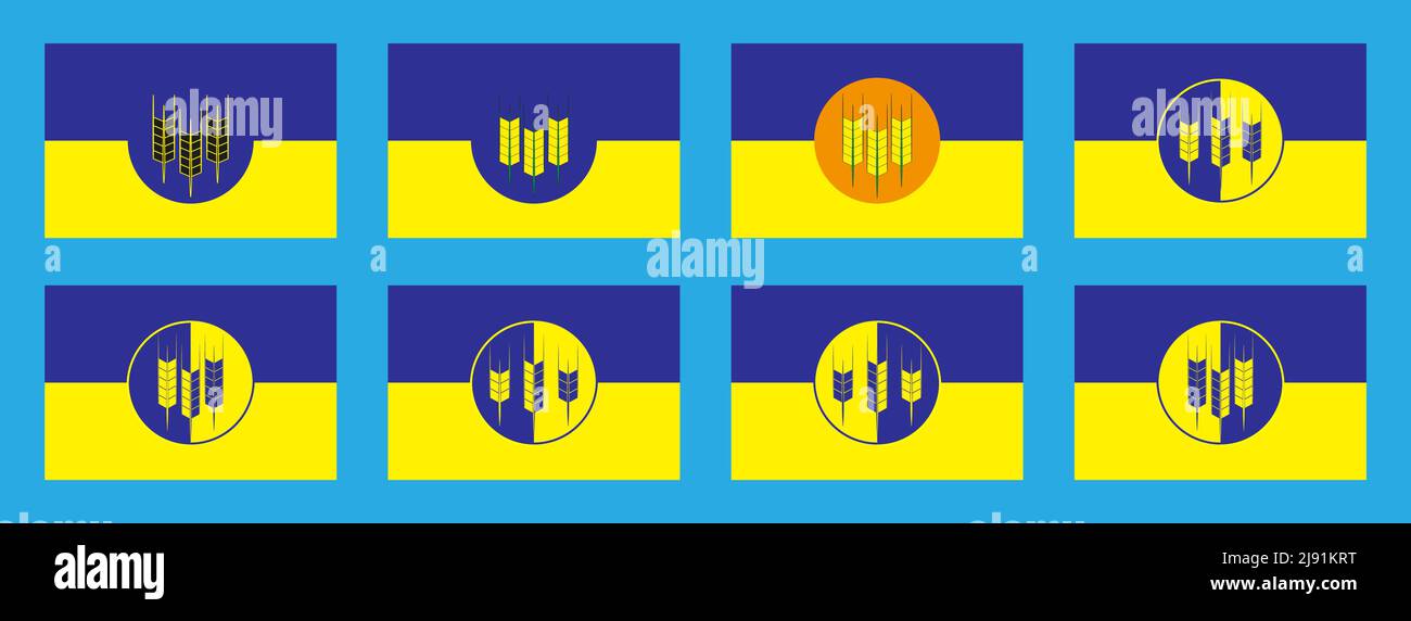 Wheat icons set. Illustration. Design in the style of yin yang in the ...