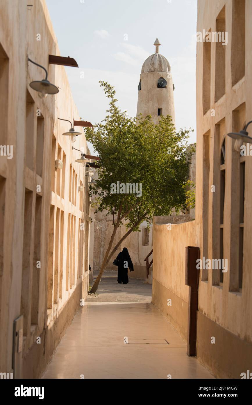 Doha, Qatar, May 5,2022: Traditional Arabian building built of wood and ...