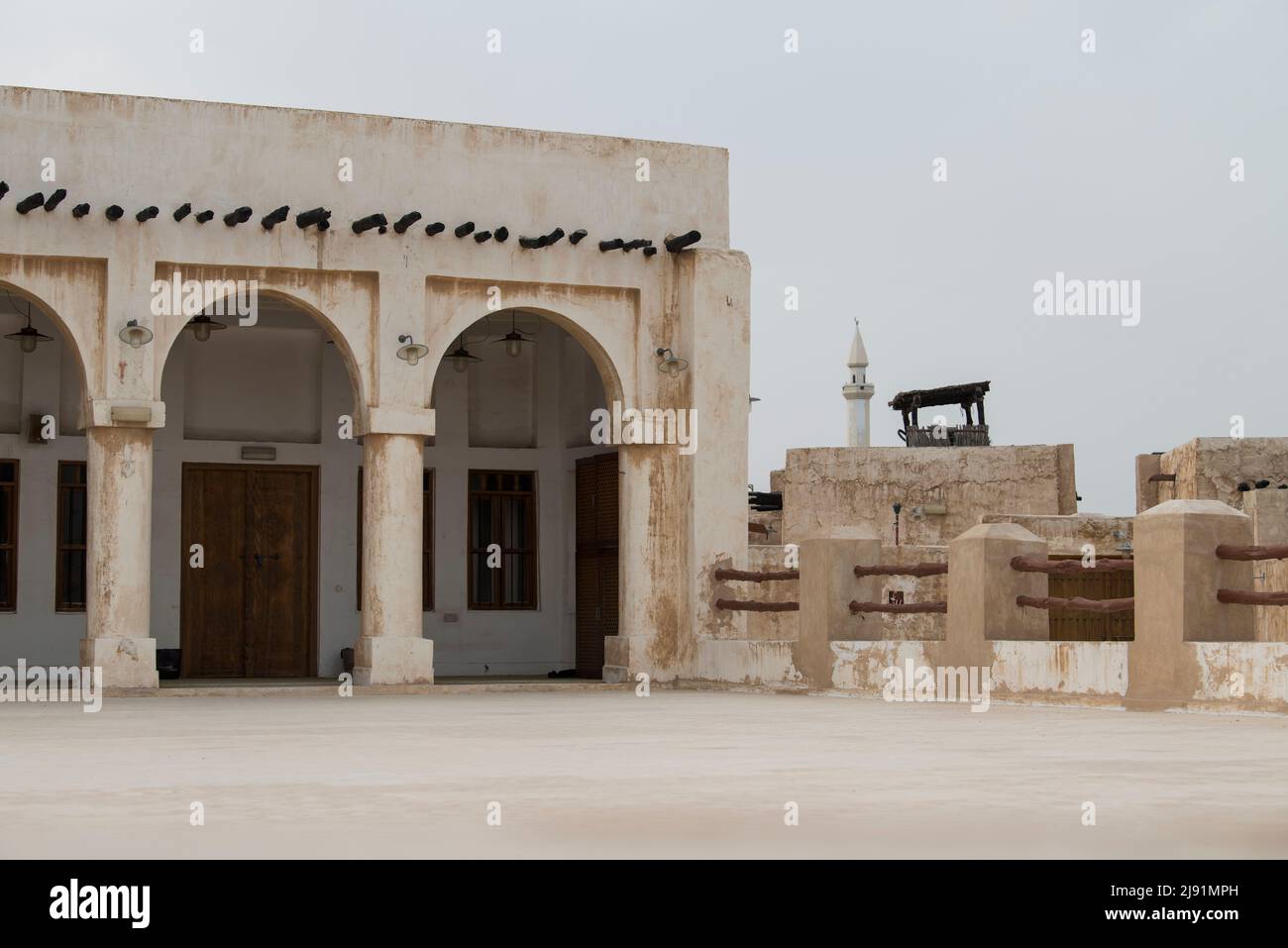 Doha, Qatar, May 5,2022: Traditional Arabian building built of wood and ...