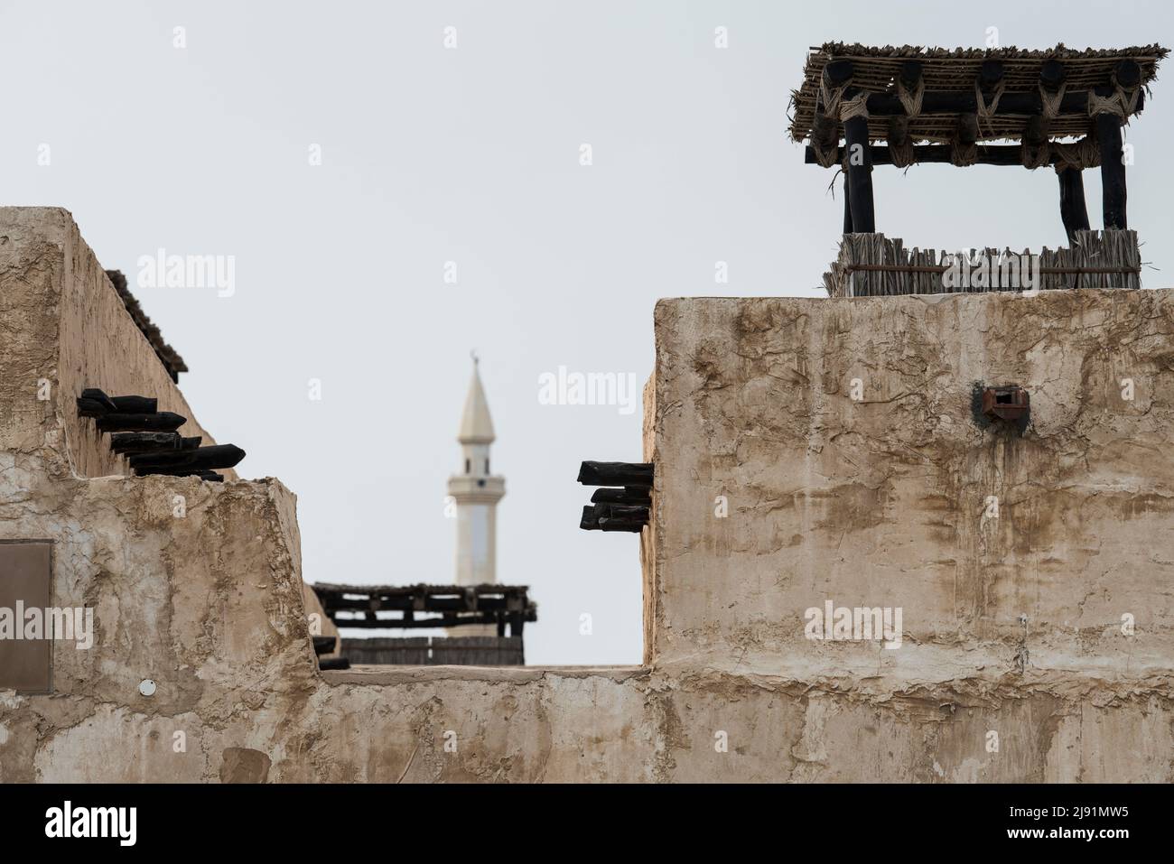 Doha, Qatar, May 5,2022: Traditional Arabian building built of wood and ...