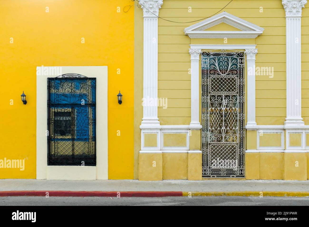 Beautifully restored facades of colonial houses, Historical city center ...