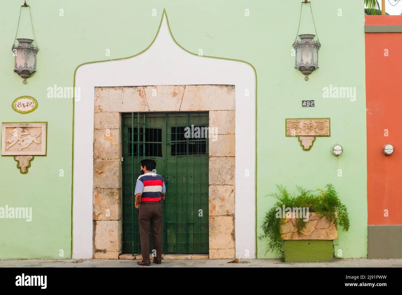 Beautifully restored facades of colonial houses, Historical city center ...