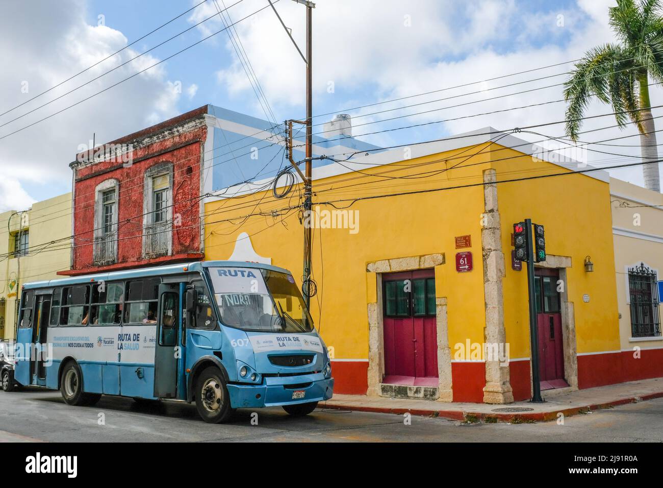 Street scene, Historical city center of Merida, Yucatan, Mexico Stock ...
