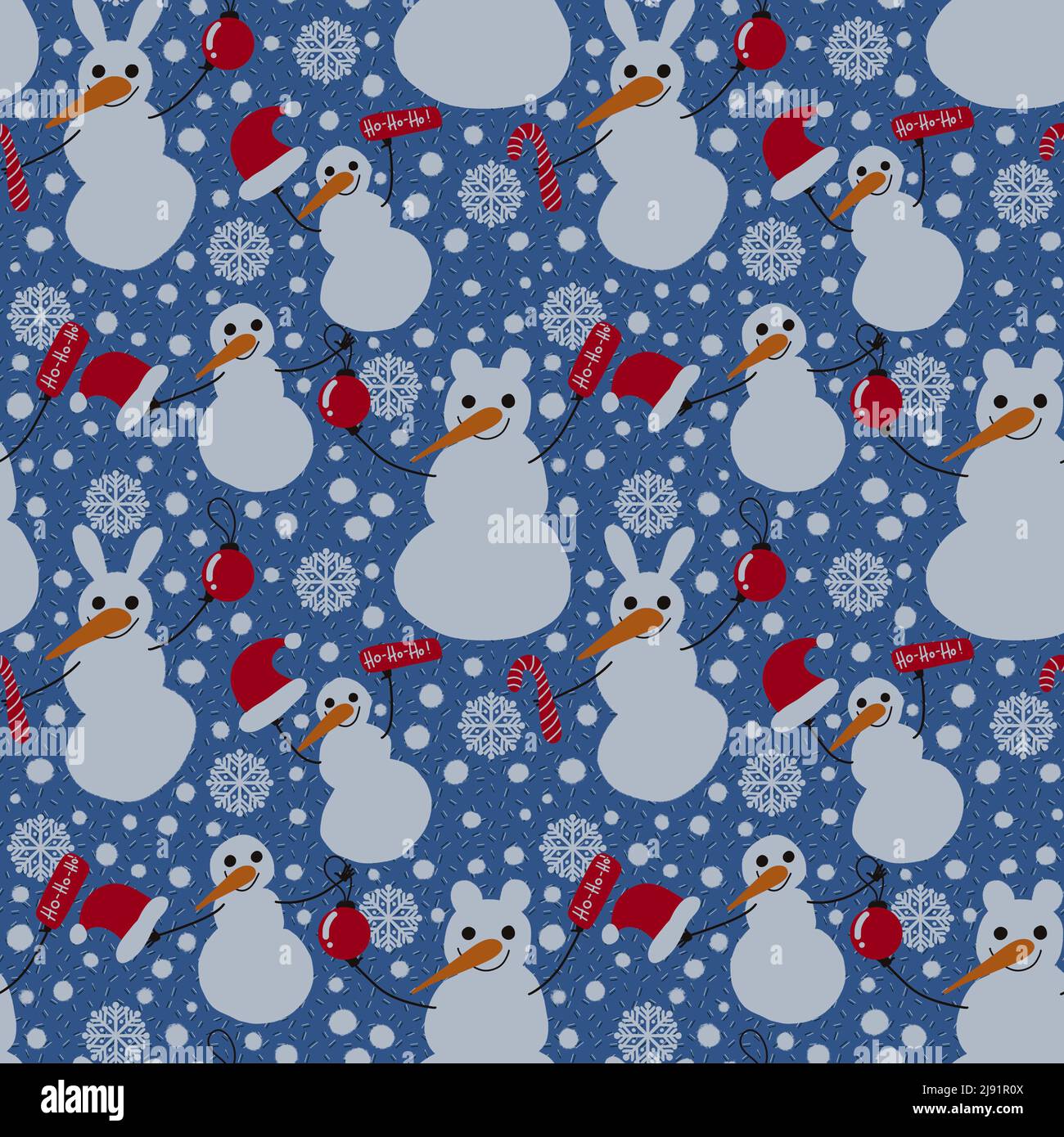 Winter seamless snowman rabbit pattern for fabrics and packaging and ...