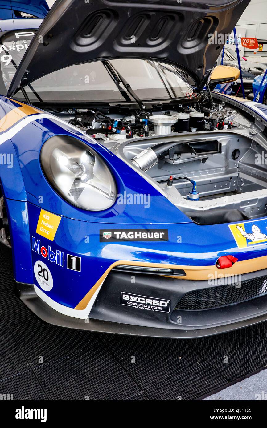 West Kingsdown, Kent, UK – May 15 2022. Close up of the bonnet or hood ...