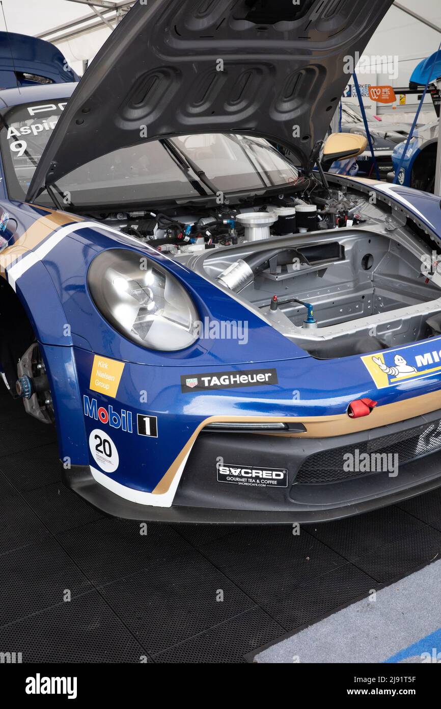 West Kingsdown, Kent, UK – May 15 2022. Close up of the bonnet or hood ...