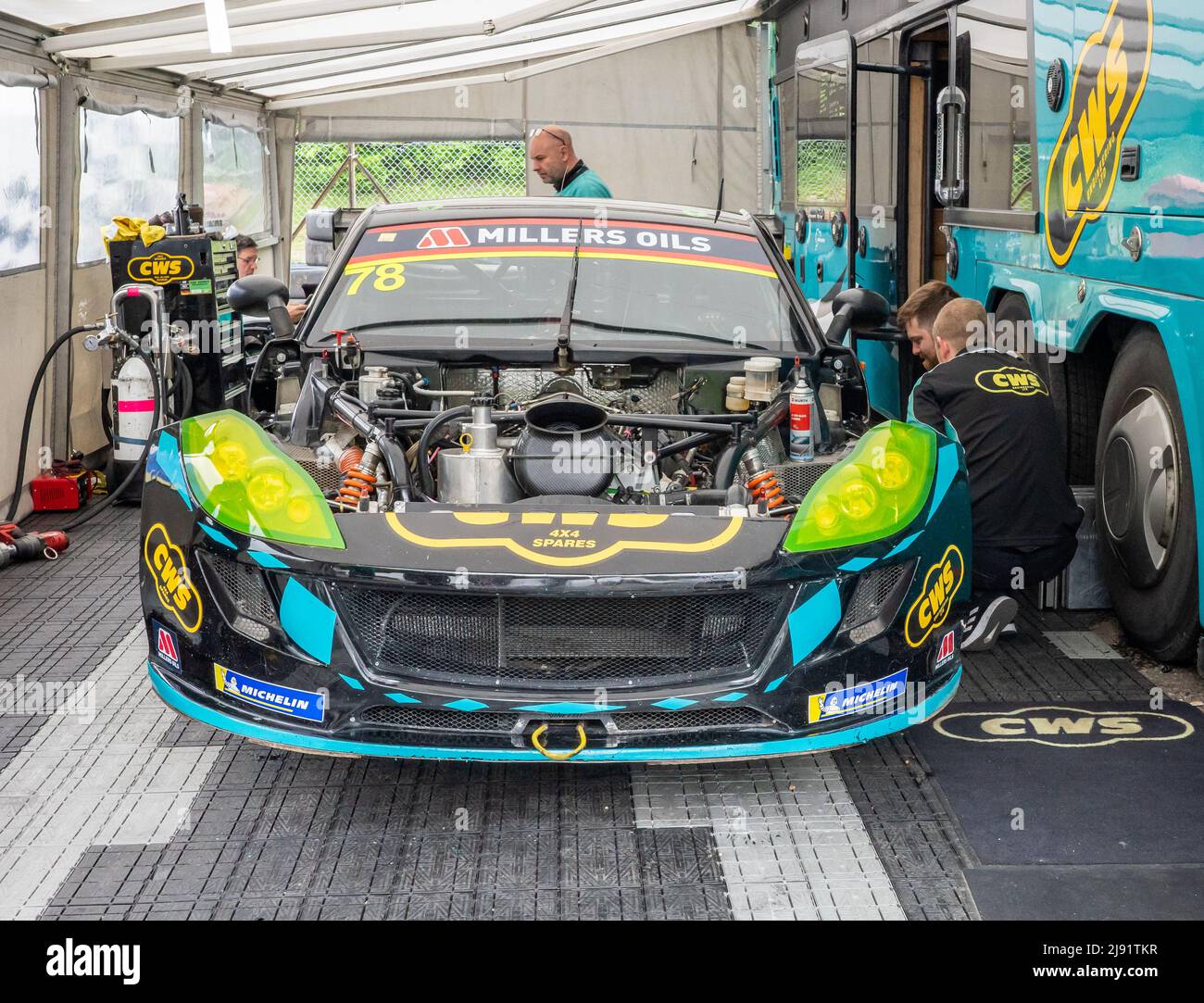 West Kingsdown, Kent, UK – May 15 2022. Ginetta GT4 race car being ...