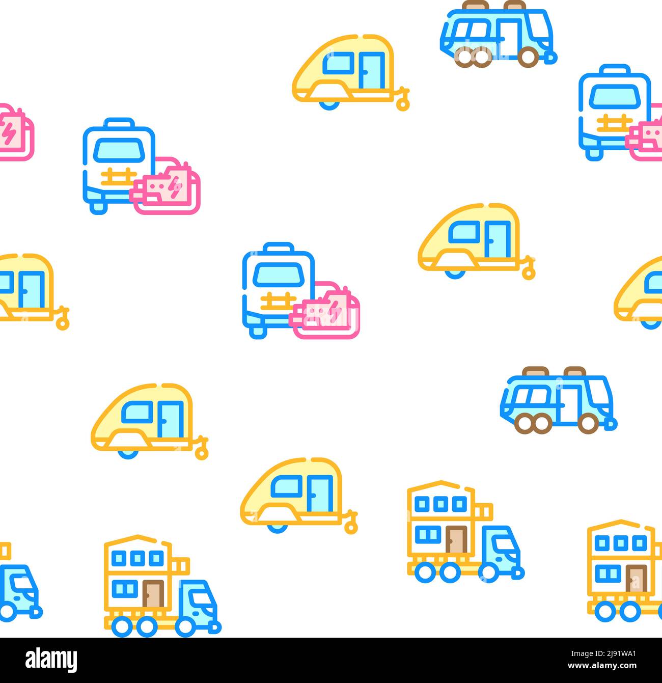 Modular House Trailer Vector Seamless Pattern Stock Vector Image & Art ...