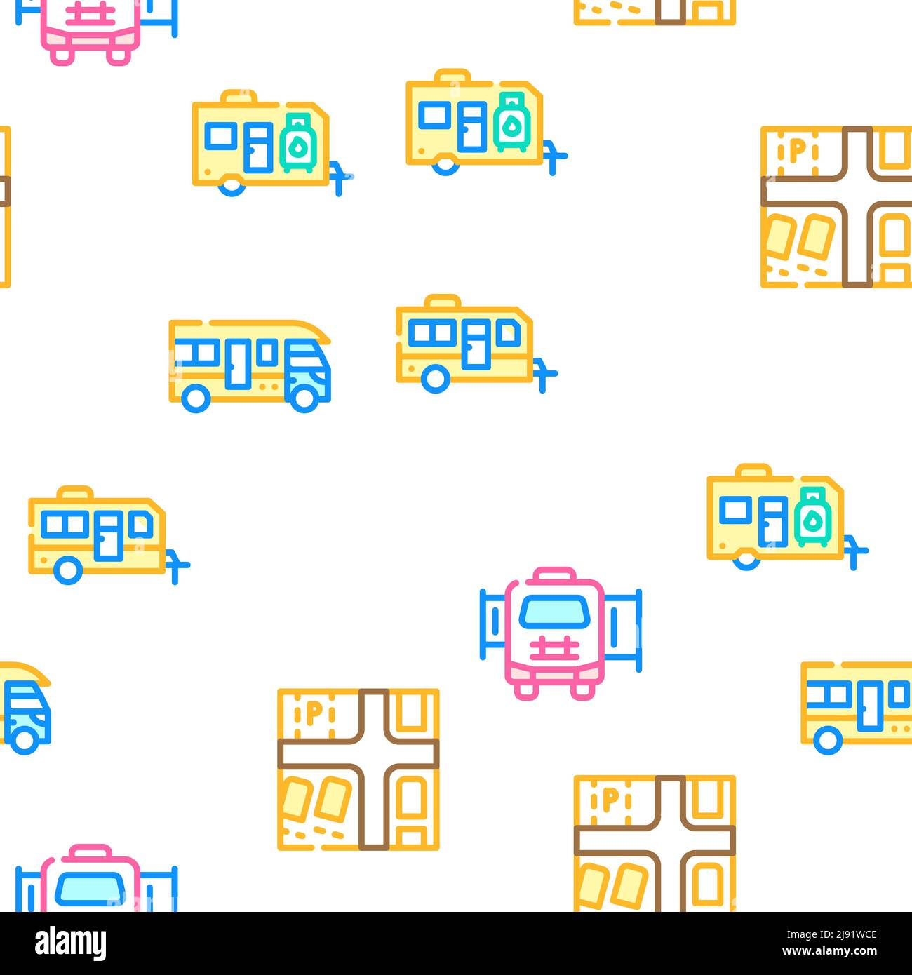 Modular House Trailer Vector Seamless Pattern Stock Vector Image & Art ...