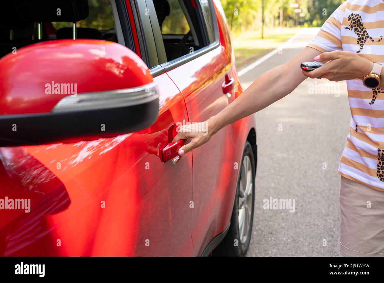 Female finger presses button on hi-res stock photography and images - Alamy