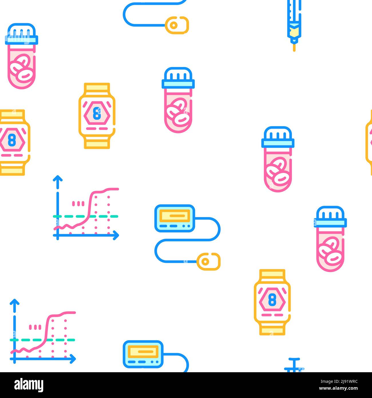 Diabetes Ill Treatment Vector Seamless Pattern Stock Vector Image & Art ...