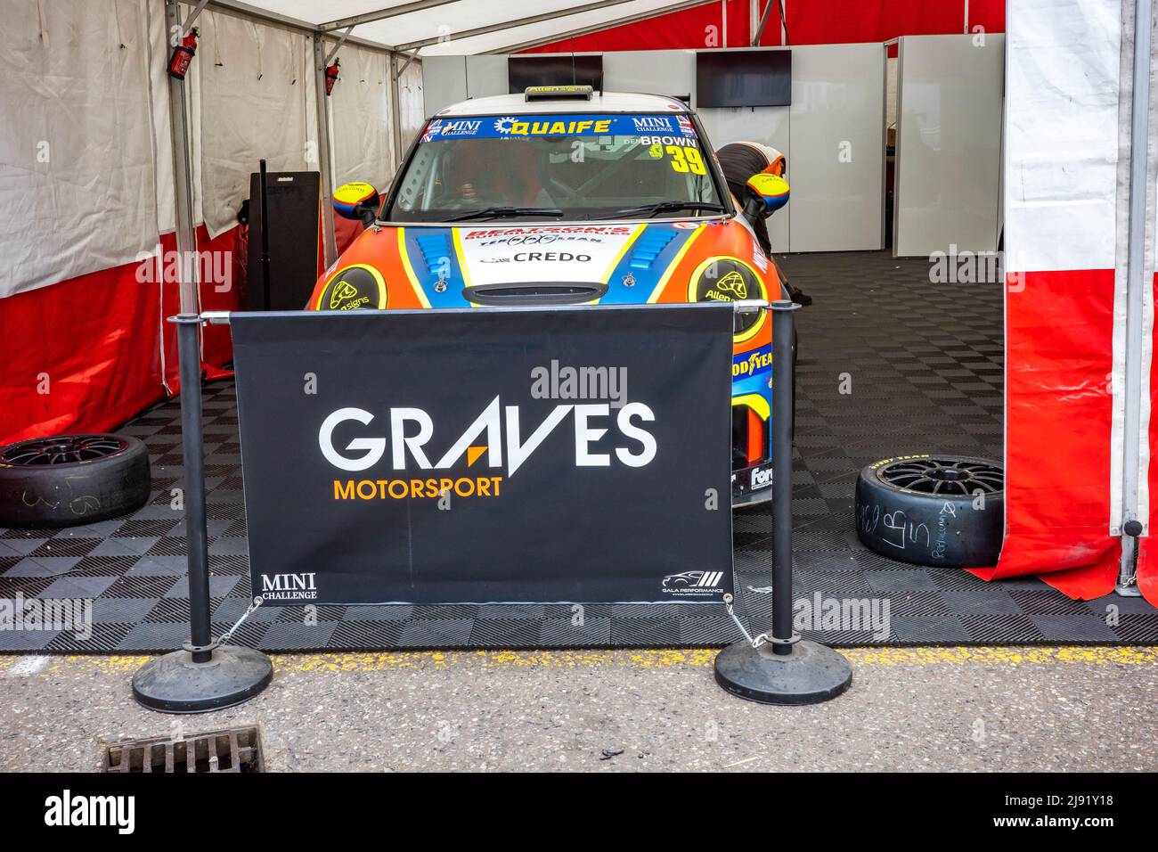 West Kingsdown, Kent, UK – May 15 2022. BMW Mini race cars being ...