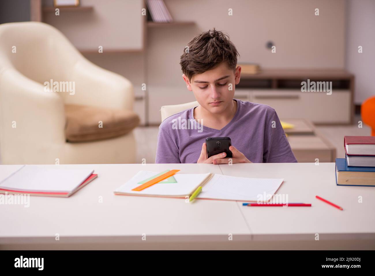 School child revising for exams hi-res stock photography and images - Alamy