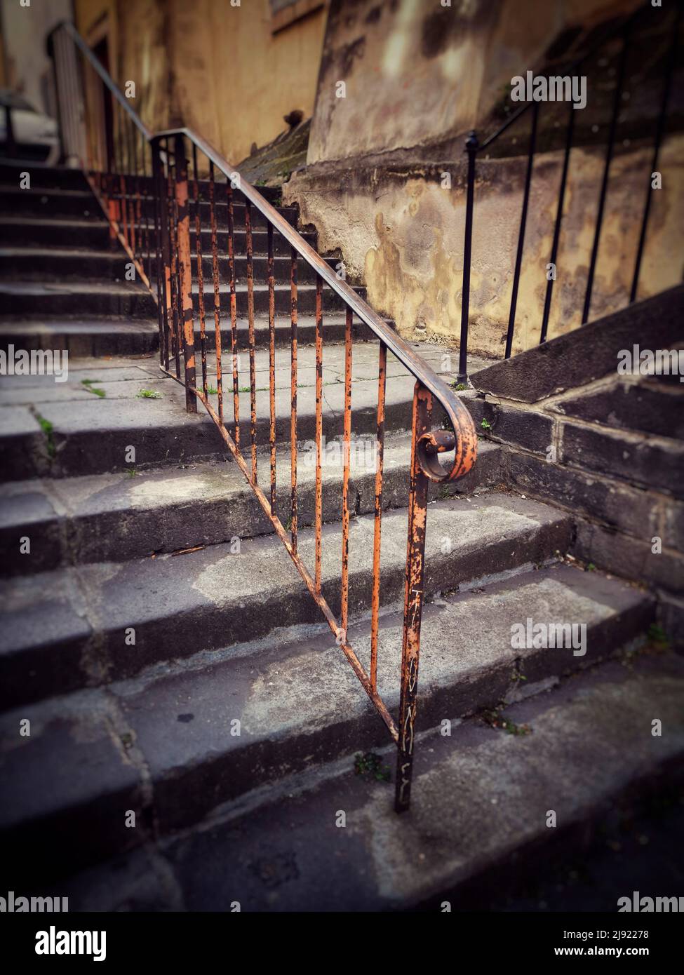 Old stair railing in town, France Stock Photo - Alamy