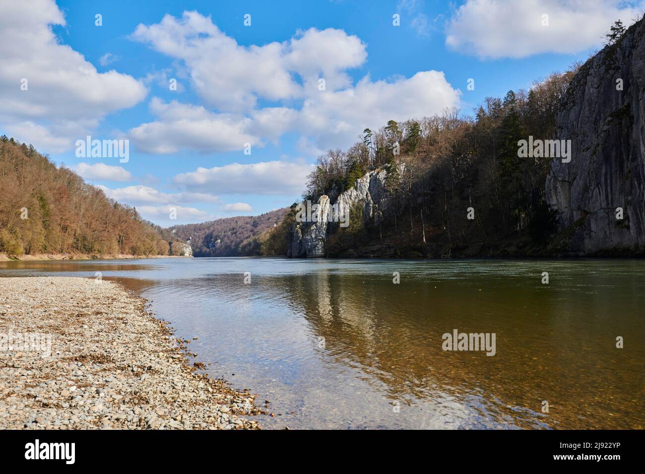 Danube Gorge near Weltenburg (Donaudurchbruch bei Weltenburg) in early ...