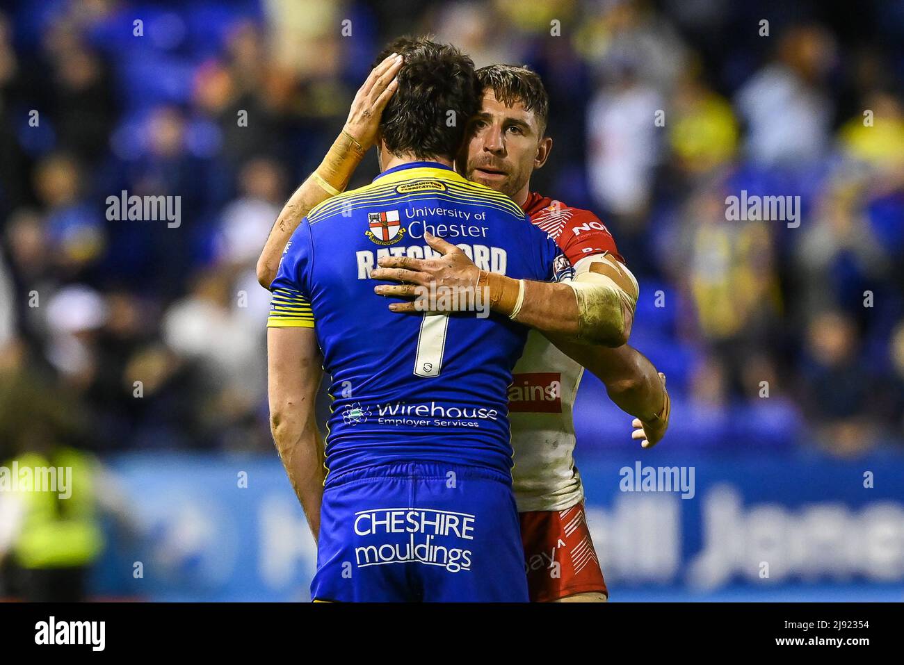 Stefan Ratchford #1 of Warrington Wolves and Tommy Makinson #2 of St ...