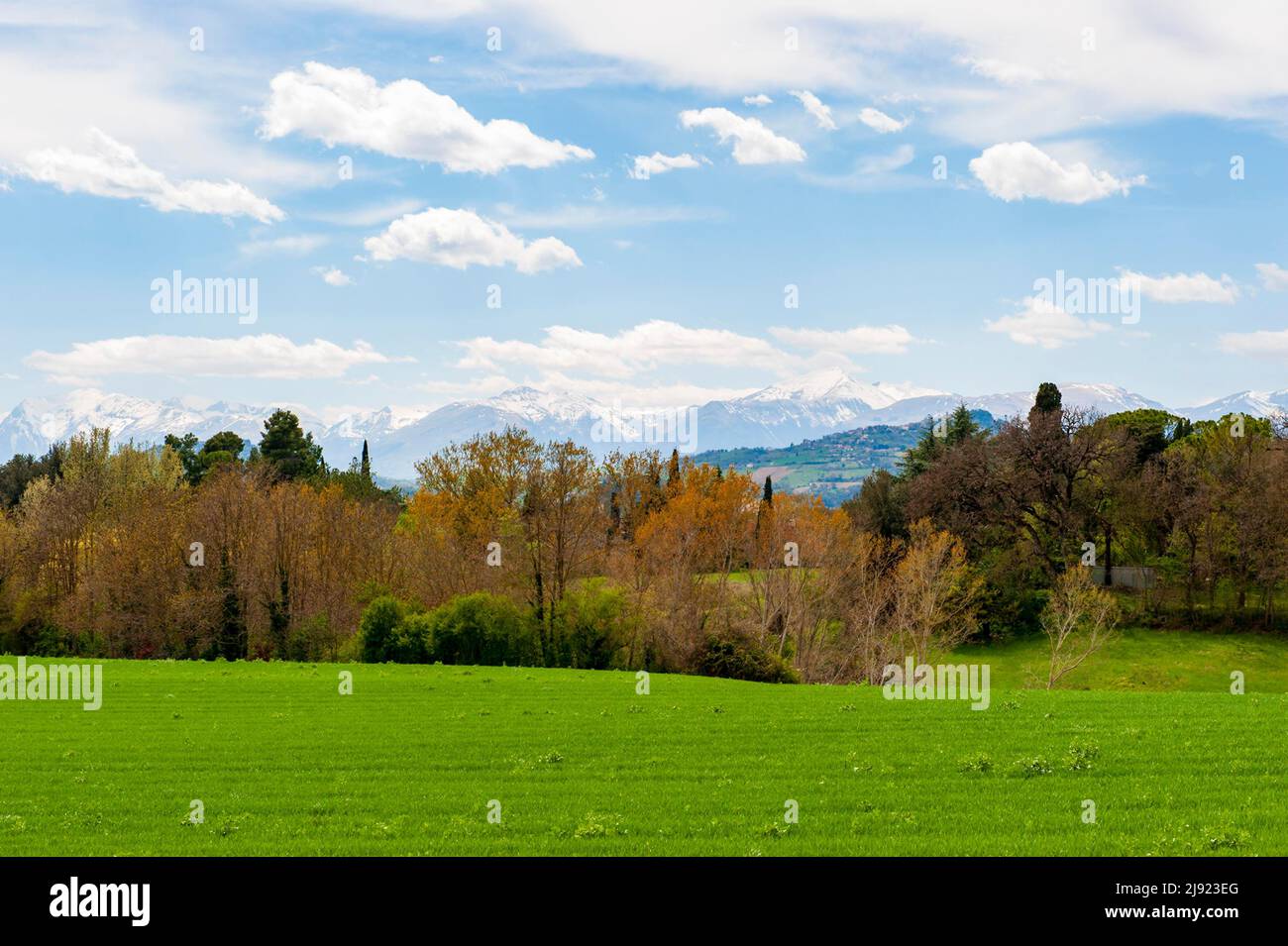 View of the Monti Sibillini, Monti Sibillini National Park from the ...