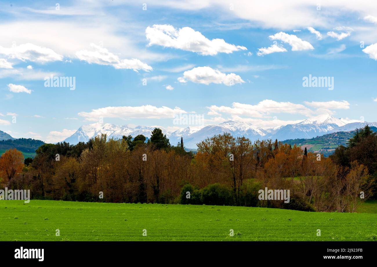 View of the Monti Sibillini, Monti Sibillini National Park from the ...